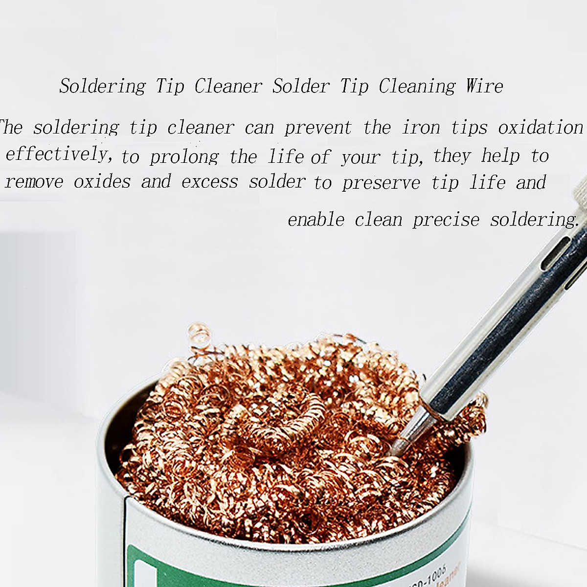 Soldering Iron Tip Cleaner,Welding Soldering Solder Tip Cleaning Wire,Soldering Brass Sponge Tip Cleaner for Cleaning Solder Irons Heads and Tips(1pcs)