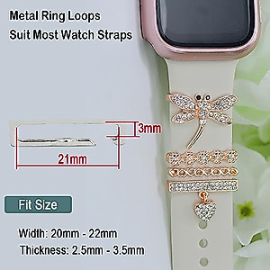 SUNOREEK rose gold Watch Band Charms , heart love Diamond Decorative Rings Loops Charms for Apple Watch Bands women 49mm 45mm 44mm 42mm 41mm 40mm 38mm , flower lover Metal Jewelry SmartWatch Watch Band Accessories Charms for iwatch band Series se 9 8 7 6