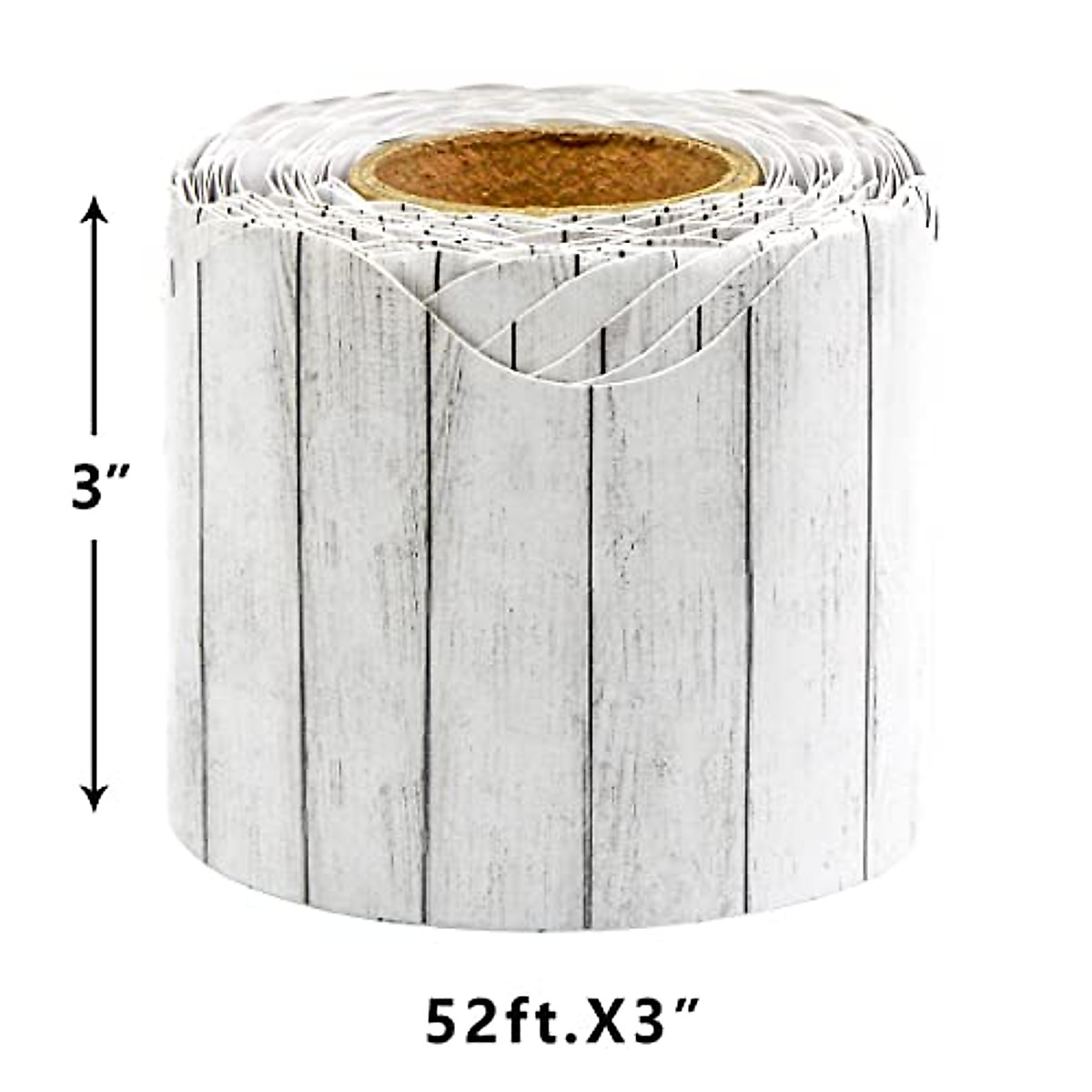 White Wood Scalloped Bulletin Board Border Trim for Classroom School Decoration Teacher Students Supply for Chalkboard Whiteboard 52 ft