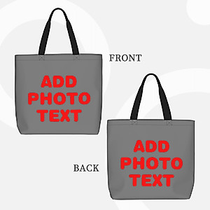Custom Tote Bags With Logo Name Photo Personalized Shopping Bags Shoulder Bag For Women Business Work Travel Teacher Wedding College Birthday Christmas Gifts Reusable