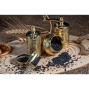 Salt And Pepper Grinder Set - Herb / Pepper Grinder Mill - Spice / Coffee Bean Grinder -Manual (Gold)