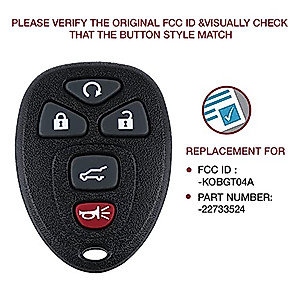 Remote Key Fob Control Replacement for 07-2016 GMC Acadia Yukon,07-2014 Chevy Tahoe Suburban Cadillac Escalade,09-2017 Chevrolet Traverse Enclave(OUC60270, OUC60221) 5btn 2 Pack