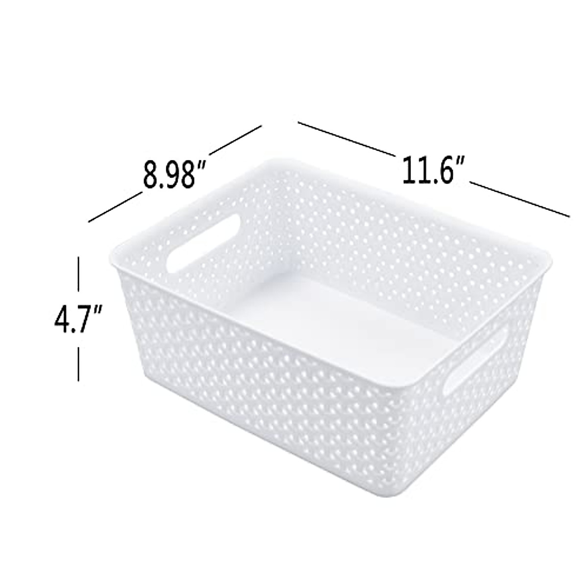 Inhouse Plastic Storage Baskets, White Plastic Bins Organizer, Set of 4