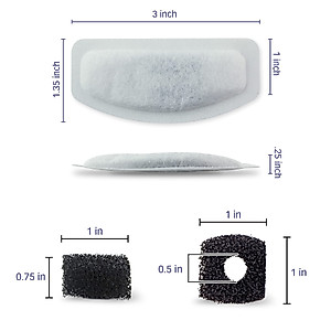 PET STANDARD Replacement Water Filter & 6 Pack Replacement Pre-Filter Sponges Compatible with ORSDA® 67oz/2L Stainless Steel Pet Water Fountains, Pack of 12