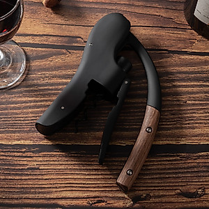Wine Opener,Compact Vertical Corkscrew Wine Bottle Opener with Wood Handle and Built-in Foil Cutter,Wine Key for Servers and Bartenders，Gifts