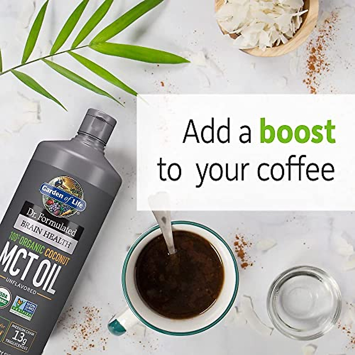 Garden of Life Dr. Formulated Brain Health 100% Organic Coconut MCT Oil 32 fl oz Unflavored, 13g MCTs, Keto & Paleo Diet Friendly Body & Brain Fuel, Certified Non-GMO Vegan & Gluten Free, Hexane-Free