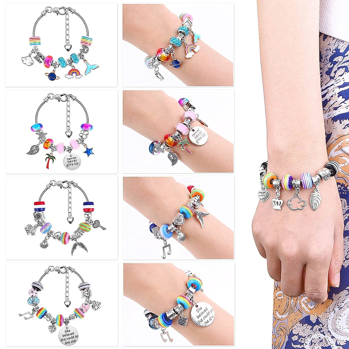85 Pcs Charm Bracelet Making Kit, Acejoz DIY Charm Bracelets Beads for Girls, Adults and Beginner Jewelry Making Kit