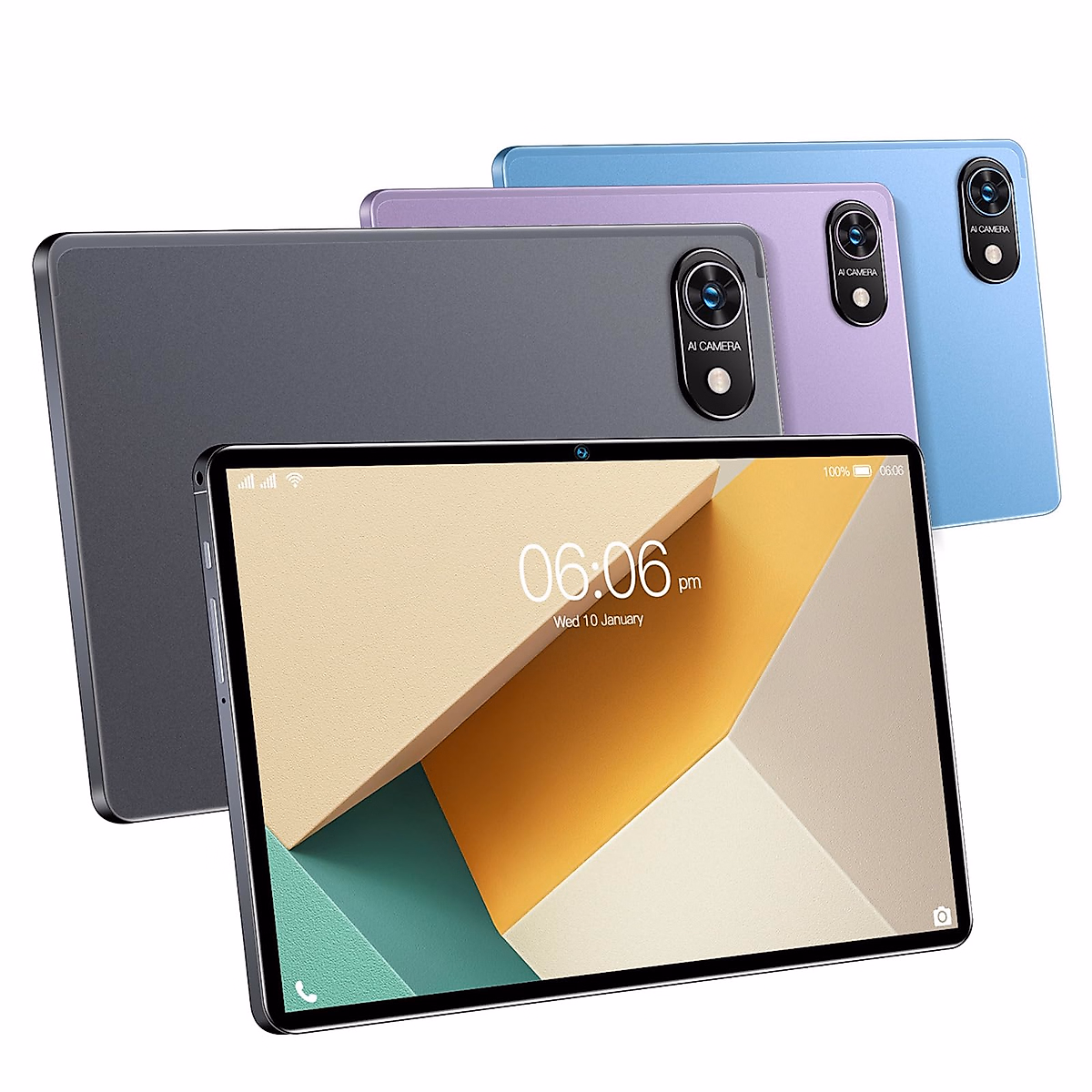 2+32G 10.1-Inch Android 12 Tablet Pc IPS HD Ultra-Thin Screen Bluetooth Dual Band WiFi Tablet Computer 8000mah Battery Card Dual Sim HD Voice (Black)