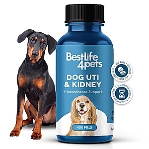 Dog UTI Treatment, Bladder & Kidney Support - Natural Incontinence and Bladder Control for Dogs Reduces Urinary Tract Infections, Flush Out Kidney Stones & Improves Dog Kidney Health - 400 Tiny Pills