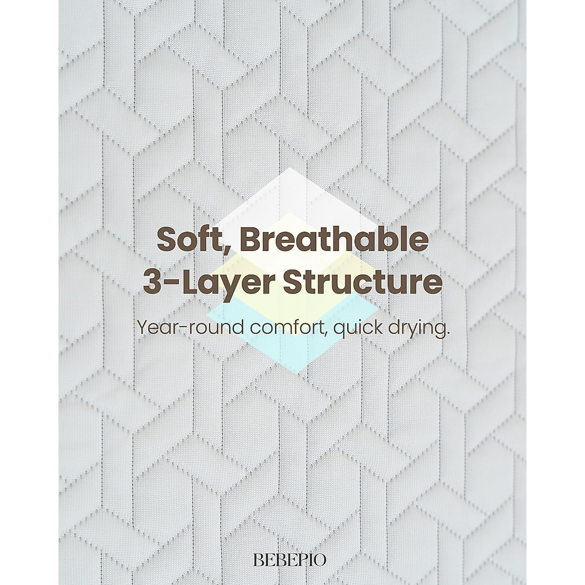 BebePio Duraron Cooling Mattress Topper Pad – Q-max 0.4 Chilling Effect Summer Blanket for Hot Sleepers & Babies – Quick Dry, Breathable, Cool Bed Throw (White, Grey), Mini