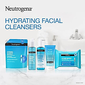 Neutrogena Hydro Boost Lightweight Hydrating Facial Cleansing Gel, Gentle Face Wash & Makeup Remover with Hyaluronic Acid, Hypoallergenic & Non Comedogenic, Refill Pouch, 16 fl. oz