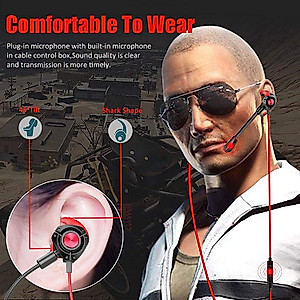 KAHEAUM Gaming Earbuds with Microphone,Stereo Headphones Deep Bass Earphones Sport Earbuds Wired Detachable Noise Cancelling Gaming Headset for Mobile Games Phones PC PS4 Xbox One PlayStation 5-Black