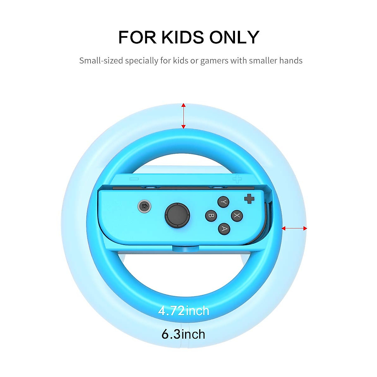 GH Switch Steering Wheel for Mario Kart 8 Deluxe and Booster Course Pass (DLC), Racing Wheel Accessories Compatible with Nintendo Switch/Switch OLED Joy Con Controller (Red and Blue)