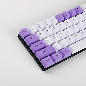 NPKC White Purple Mixed 61 ANSI Keyset OEM Profile Thick PBT Keycap Suitable for MX Switches Mechanical Gaming Keyboard (Only Keycaps)