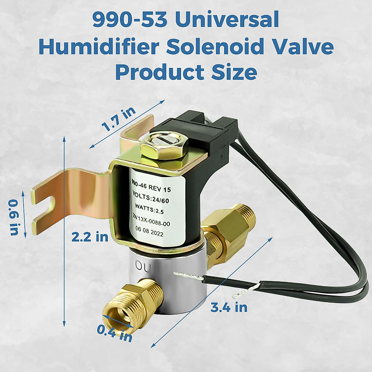 Romalon 990-53 Humidifier Solenoid Vavle Replacement Fit for Gen-eral & Gene-ralaire Humidifier,24 Volts Replaces 1042 1042LH 1137 1042L