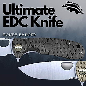 Honey Badger Drop Point Pocket Knife - 3.19" Folding Pocket Tactical Knife for Women & Men, Drop Point Blade Camping Knife, Stainless Steel Pocket Knife for Utility Work (Green, 8Cr13Mov, 3.19"/81mm)