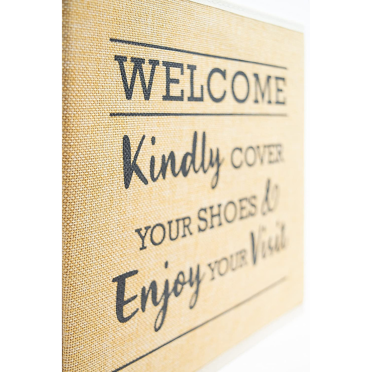 Premium Linen Look Foldable Shoe Cover Bin - Indoor Real Estate Bootie Box Perfect Supply for an Open House (11x11 Shoe Cover Bin, Linen)