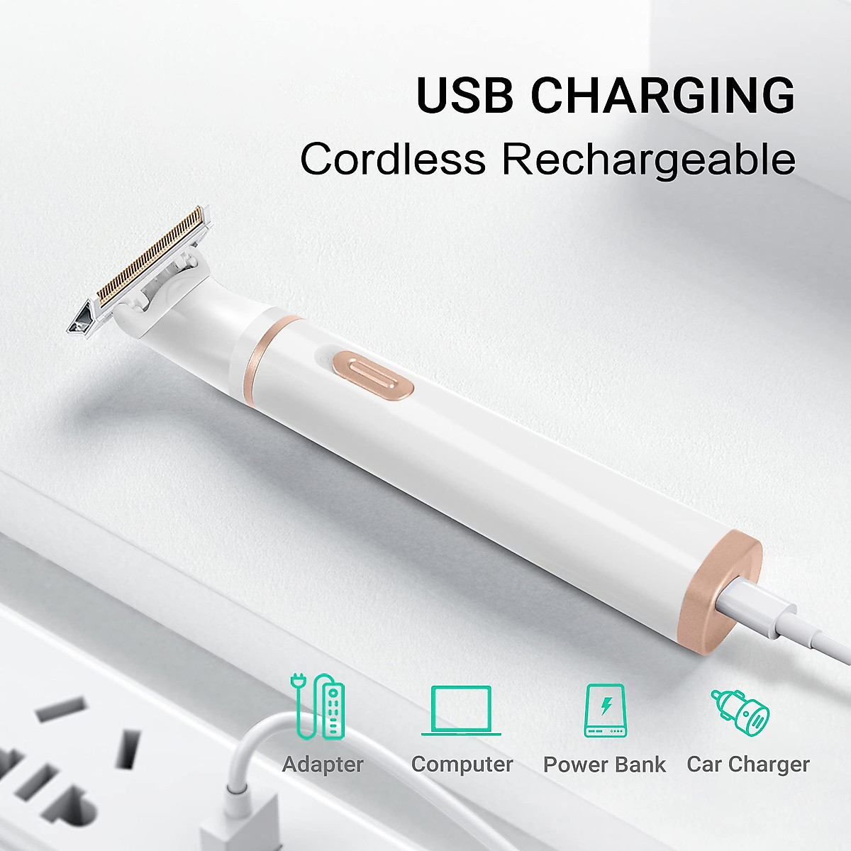 1JUSTLINK Electric Razor for Women, 5 in 1 Body Razor, Eyebrow Razor & Face Razor, USB Rechargeable Mini Foil Shaver for Face Peach Fuzz, Lips, Body, Chin, Arms