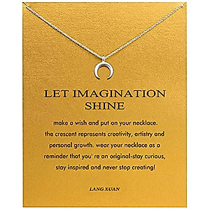 LANG XUAN Message Card Moon Pendant Necklace Friendship Unicorn Good Luck Elephant Pendant Chain Necklace with Gift Card