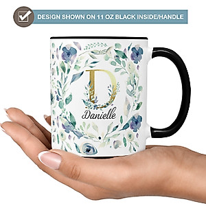 The Foxy Mug Personalized Pansy Monogram Name Coffee Mug | Beautiful Floral Initial Custom Ceramic Cup Microwave Dishwasher Safe