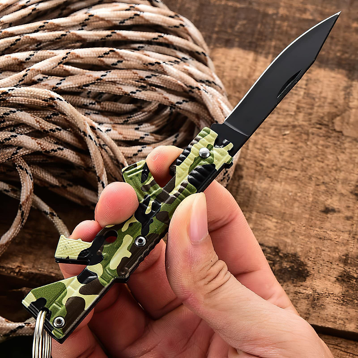 N//C Folding Knife, Mini EDC Cool Sharp Tactical Folding Pocket Knife Multi-functional EDC Knife for Outdoor Camping Hiking Hunting Survival Work (Black)
