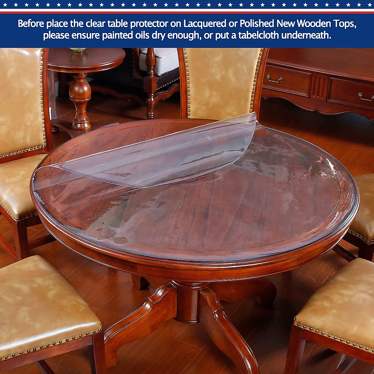 Clear Plastic Round Table Protector - 60" Wipeable PVC Tablecloth for Dining Table Top Cover