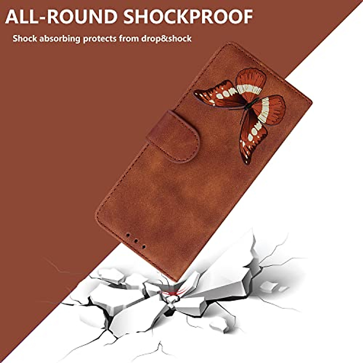 IVY Realme 7 Pro Case for Realme 7 Pro,[Butterfly][Flip Kickstand][Magnetic Buckle][Skin Touch Feeling] Wallet Case for Oppo Realme 7 Pro Case - Brown
