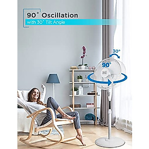 BLACK+DECKER 16" Stand Fan with Remote, White