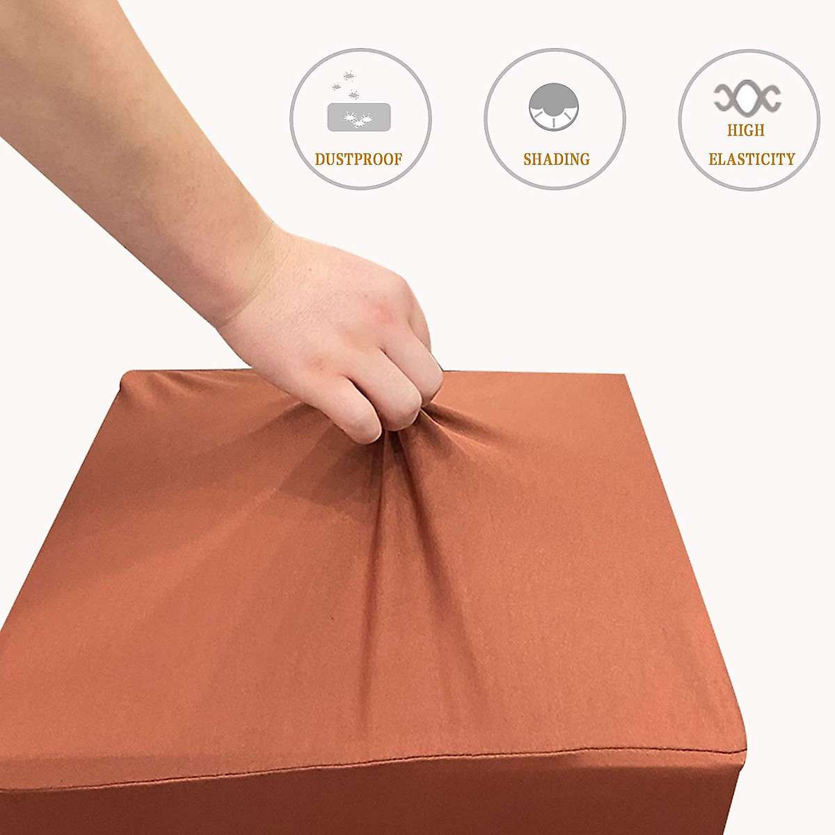 Perfitel Universal Portable Air Conditioner Cover Dust Proof Sunshade Fabric Covers with Telescopic Rope AC Cover Protector Defender - Full Winter AC Cover Indoor Protection (Brown)