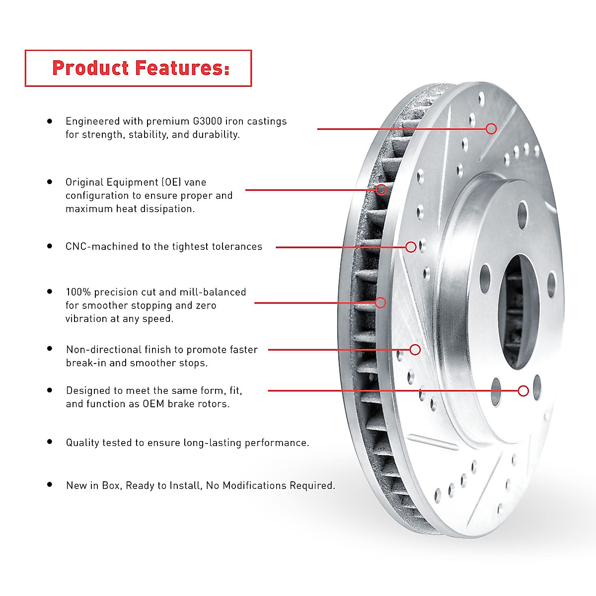 Dynamic Friction Company Front Disc Brakes Rotors Kit| Front Brakes Rotors| Brakes Rotors| Front Rotors| Front Disc Brakes Rotors| Fit 2013-2024 INFINITI JX35, QX60, QX50, Q60, Nissan Z