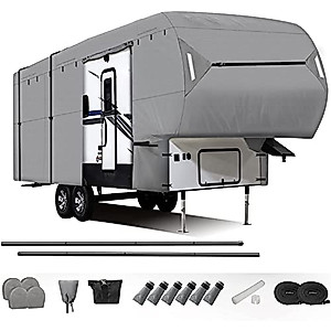 Leader Accessories 5th Wheel Cover RV Cover (26'-29', Grey/Easy Setup W Tire Covers)
