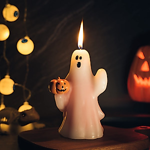 GUTE Ghost Skeleton Blood Candles - Bleeding Dripping Red Wax, Skeleton Skull Candle, Magic Skulls Gothic Spooky Candlestick Spooky Ghost Bar Decoration, Bleeding Candle (Ghost 1 Piece)