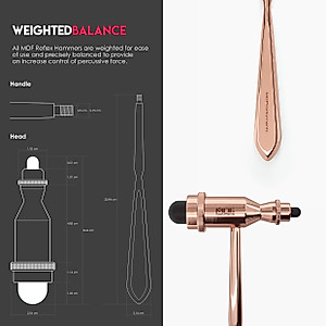 MDF Instruments, Rose Gold Tromner Neurological Reflex Hammer with Pointed Tip Handle for Cutaneous and Superficial Responses - Free-Parts-for-Life (MDF555) (Rose Gold/Black)