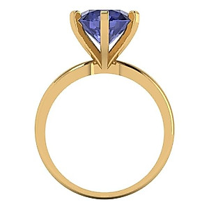 Clara Pucci 3 ct Round Cut Solitaire Simulated Tanzanite Excellent Engagement Bridal Promise Anniversary Ring 18K Yellow Gold Size 7.25