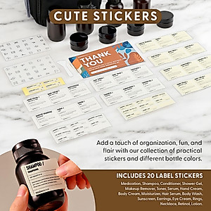 MAISONOVO Travel Bottles for Toiletries, TSA Approved, Leak Proof Refillable, Travel Size Containers and Bottles with Water Proof Toiletry Bag - Brown Pouch