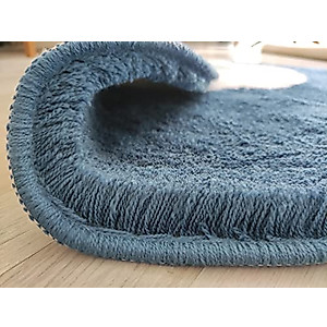 Evil Eye Fluffy Rug,Circle Area Rug, Aesthetic Rug for Bedroom,Handmade Tufted Rug, Nursery Room, Living Room, Bathroom Rug, Non Slip Washable Blue Rug (35" x 35", Blue)