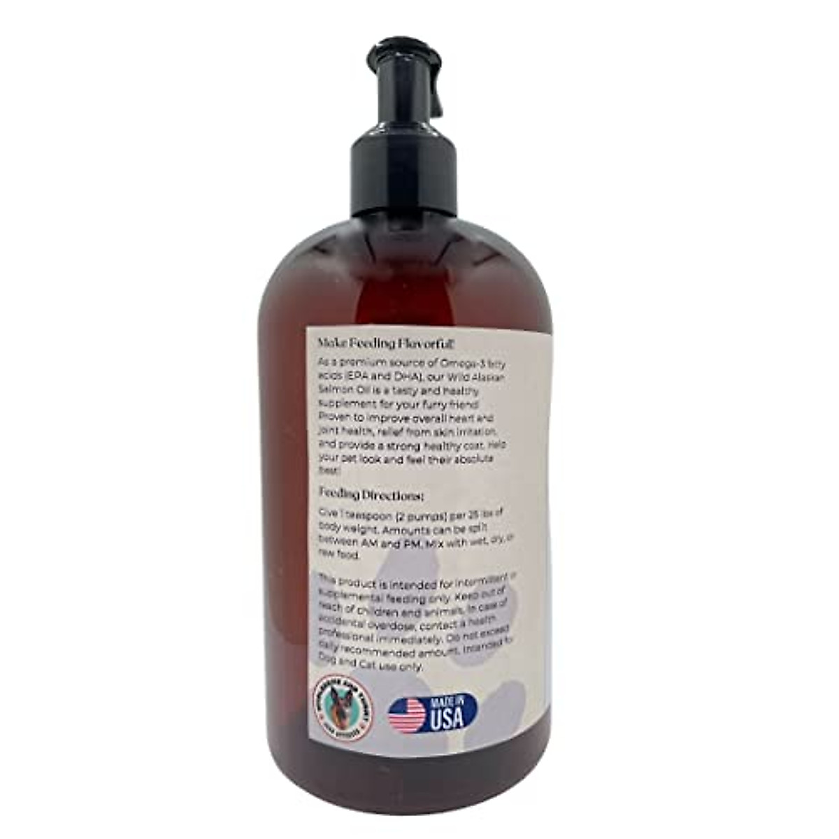 Pure Wild Alaskan Salmon Oil for Dogs & Cats - Omega 3 Skin & Coat Supplement, Natural EPA + DHA Fatty Acids for Joint Function, Brain, Immune & Heart Health (16oz)