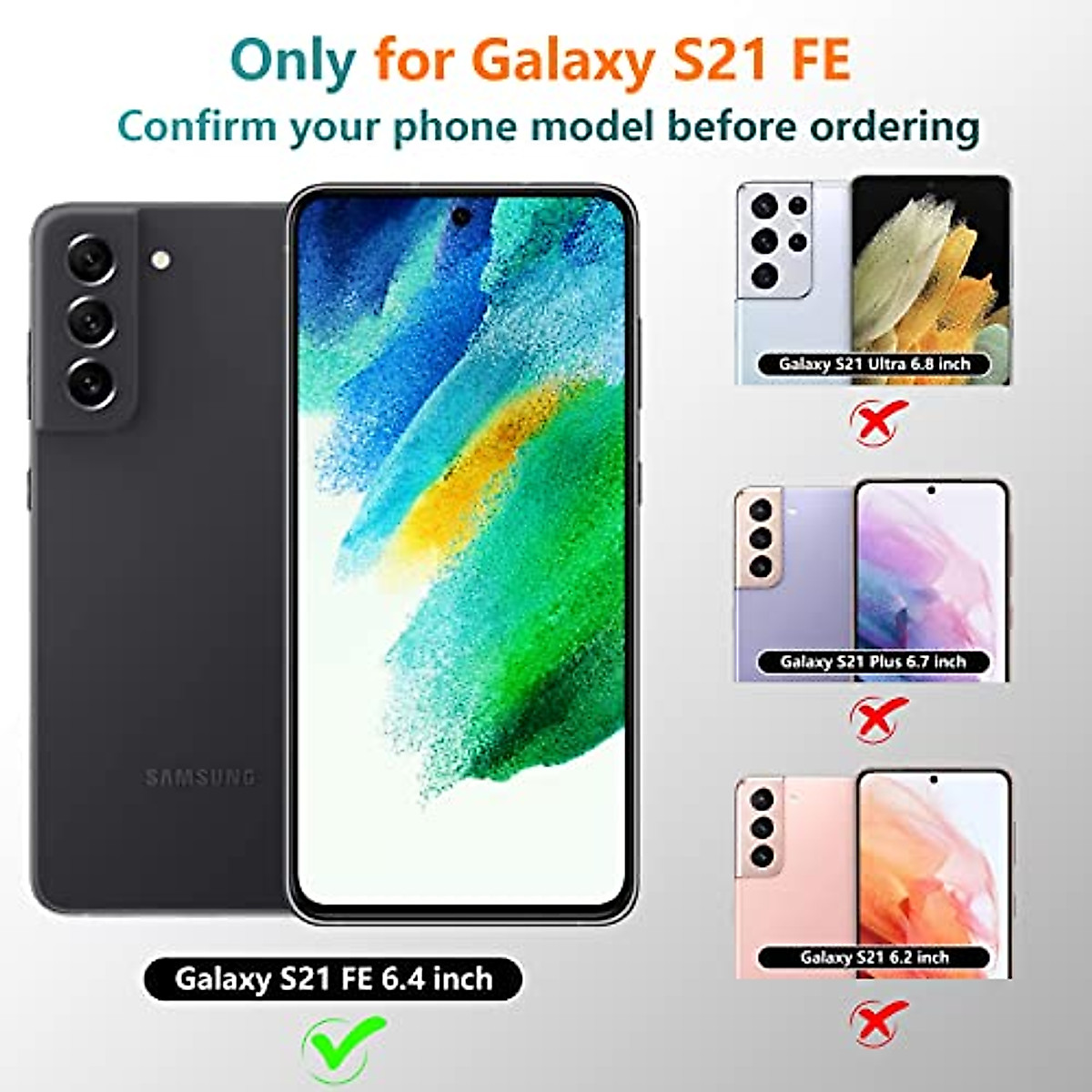 Temdan Samsung Galaxy S21 FE Waterproof Case, Slim Fit, Heavy Duty Protection, 6.4-inch Screen Protector - Black