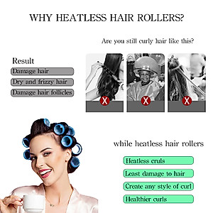 Hair Rollers Pack of 36 Self Grip Hair Rollers Set Small Medium Big Size Hair Curlers for Long Medium Short Hair (Blue)