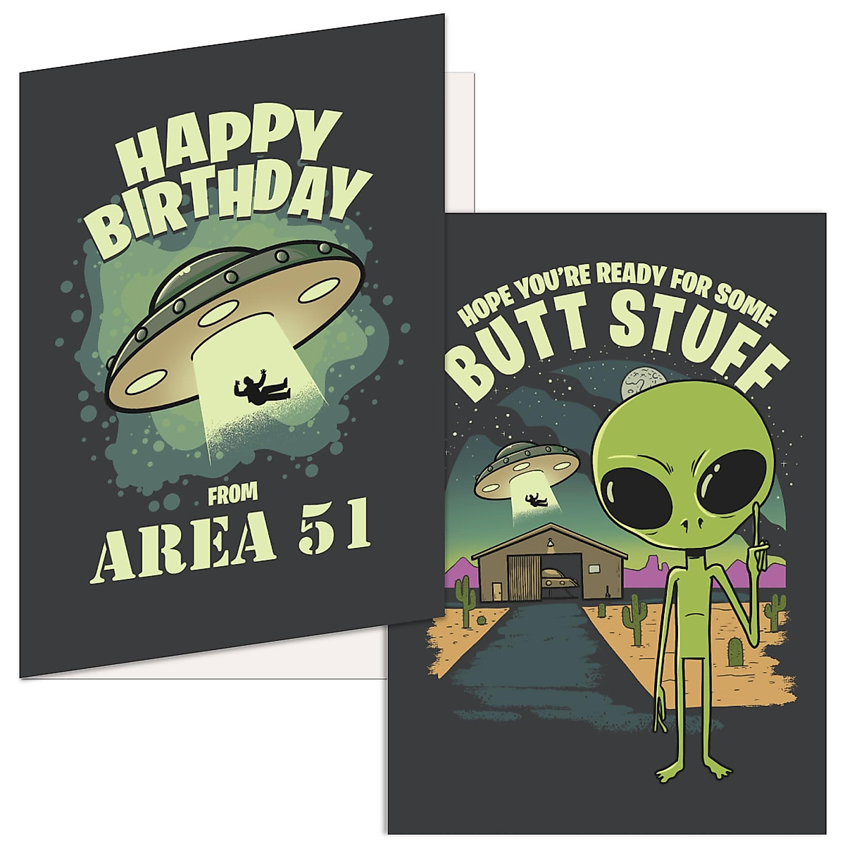 Crazy Dog T-Shirts Area 51 Birthday Card Funny Alien Butt Stuff UFO Flying Saucer Card Birthday Funny Space Area 51 1 Pack