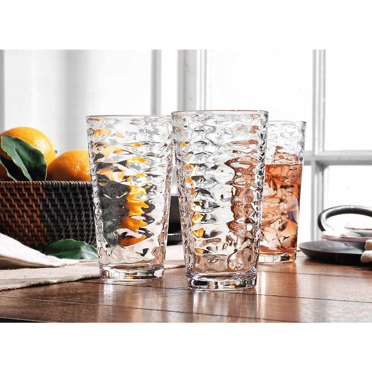 Glaver's Drinking Glasses Set of 4 Highball Glass Cups, 17 Oz. Basic Cooler Glassware, ideal for Water, Juice, Cocktails, Iced Tea and more. Dishwasher Safe.