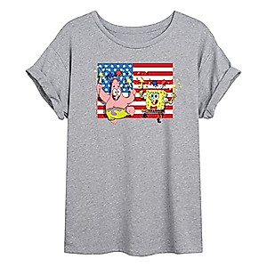 HYBRID APPAREL - Spongebob Squarepants - Patrick Sparkers Flag - Women's Oversized T-Shirt - Size 2 X-Large