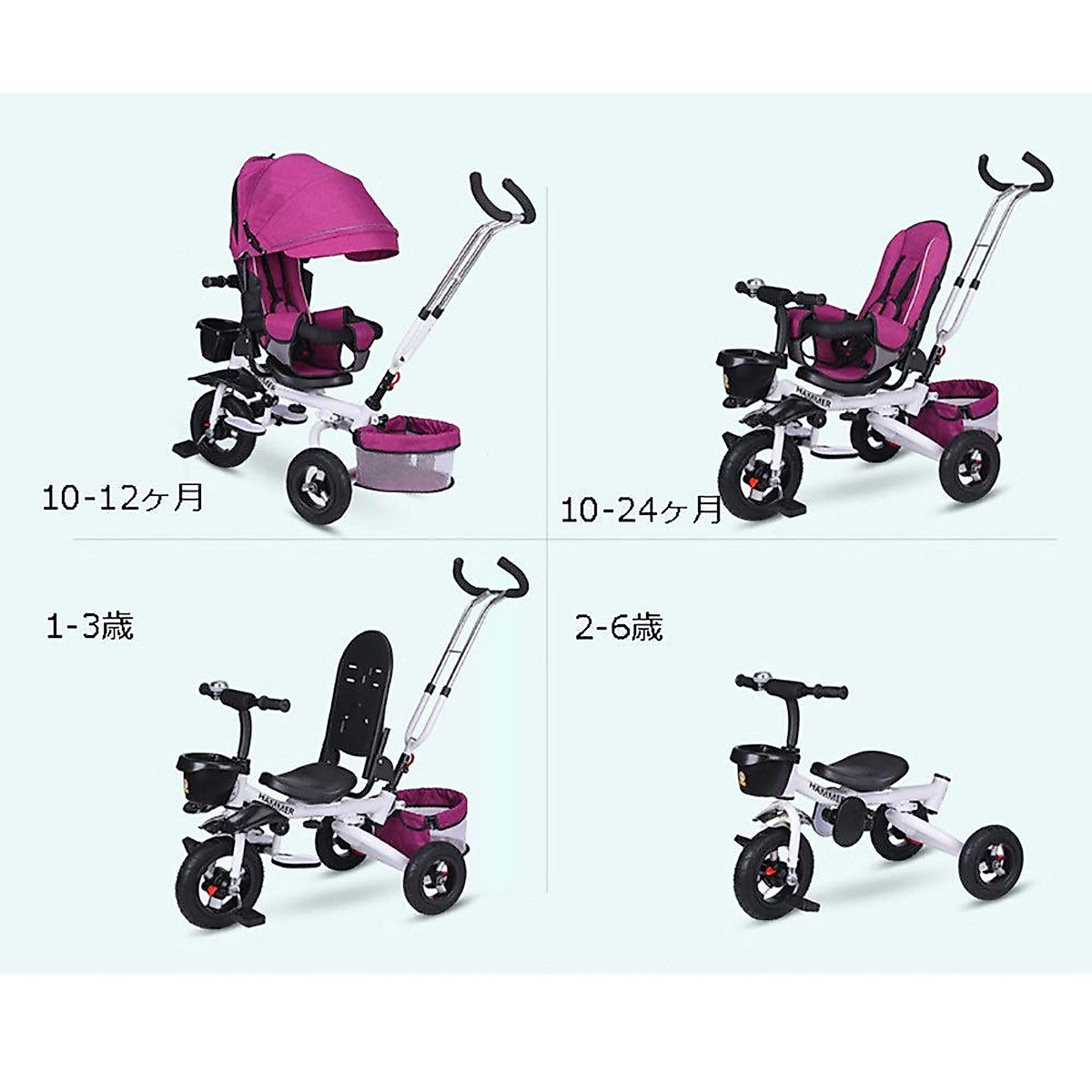 ZWJ-Children Tricycle Kid Trike Foldable Kids Trike, Portable Tricycle with Rotating Seat, 3 Wheel Toddlers Children Bike, 8 Months to 6 Years Old (Color : Blue)