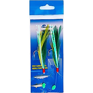 Sanhu Rock Cod Feather Rigs 5/0 Green/Yellow 10 Packs