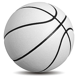 MINDCOLLISION Size 5/6/7 Solid Color Basketball, No Standard Non-Slip Wear-Resistant, Suitable for Indoor and Outdoor Children's Women's Youth Adult Basketball,White,7
