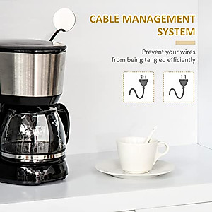 HOMCOM Accent Kitchen Buffet and Hutch Wooden Storage Cabinet with Glass Framed Door, and Microwave Space, White