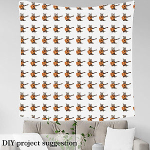 Erosebridal Funny Raccoon Fabric by The Yard,Acoustic Guitar Upholstery Fabric for Boys Kids Girls,Kawaii Jungle Animal Decorative Fabric,Rock Music Raccoon Indoor Outdoor Fabric for Sewing,2 Yards