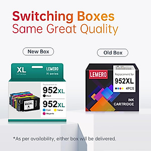 LEMERO 952XL 952 Ink Cartridge Compatible Ink Cartridge Replacement for HP 952XL 952 XL for Officejet Pro 8710, 8720, 8715 8740 8200 8730 8702 7740 7720 8210 (Black Cyan Magenta Yellow, 4 Pack)