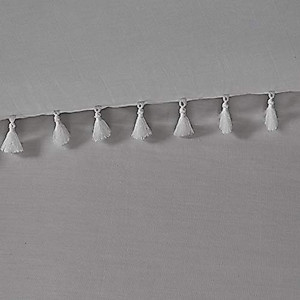 Madison Park Lillian 100% Cotton Duvet, Bohemian Fringe Tassel Trim Border Shabby Chic All Season Comforter Cover Bed Set with Matching Shams, King/Cal King(104"x92"), Grey 3 Piece