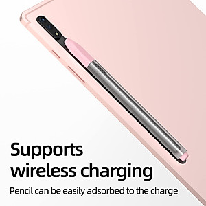 Joosko Compatible with Samsung Galaxy Tab S7/S7+/S7 FE/S8/S8+/S8 Ultra/S9/S9+/S9 Ultra Pencil Case S Pen Case, Silicone Translucent Non-Slip Cover. (Pink)